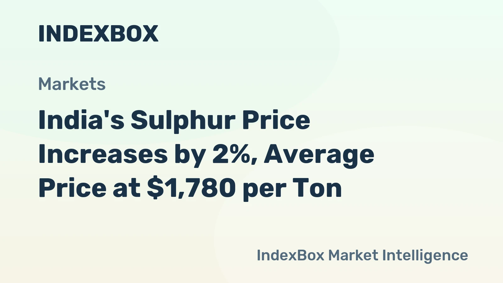 India's Sulphur Price Increases by 2%, Average Price at $1,780 per Ton