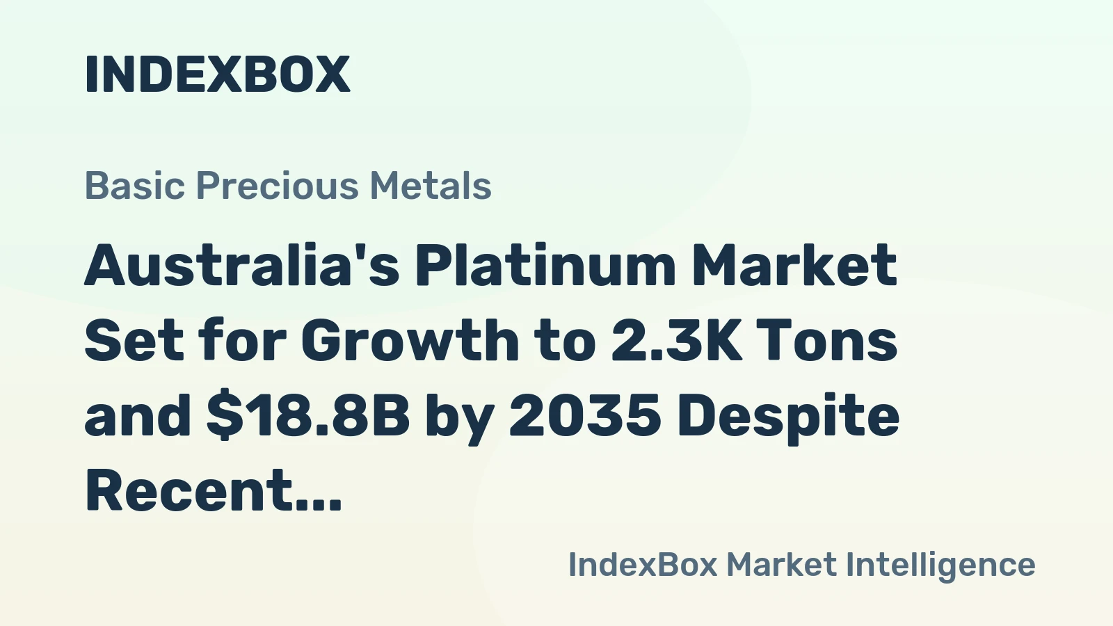 Australia's Platinum Market Set for Growth to 2.3K Tons and $18.8B by 2035 Despite Recent Contraction