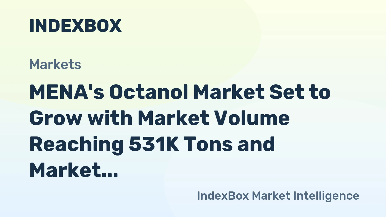 MENA's Octanol Market Set to Grow with Market Volume Reaching 531K Tons and Market Value Reaching $1B by 2035