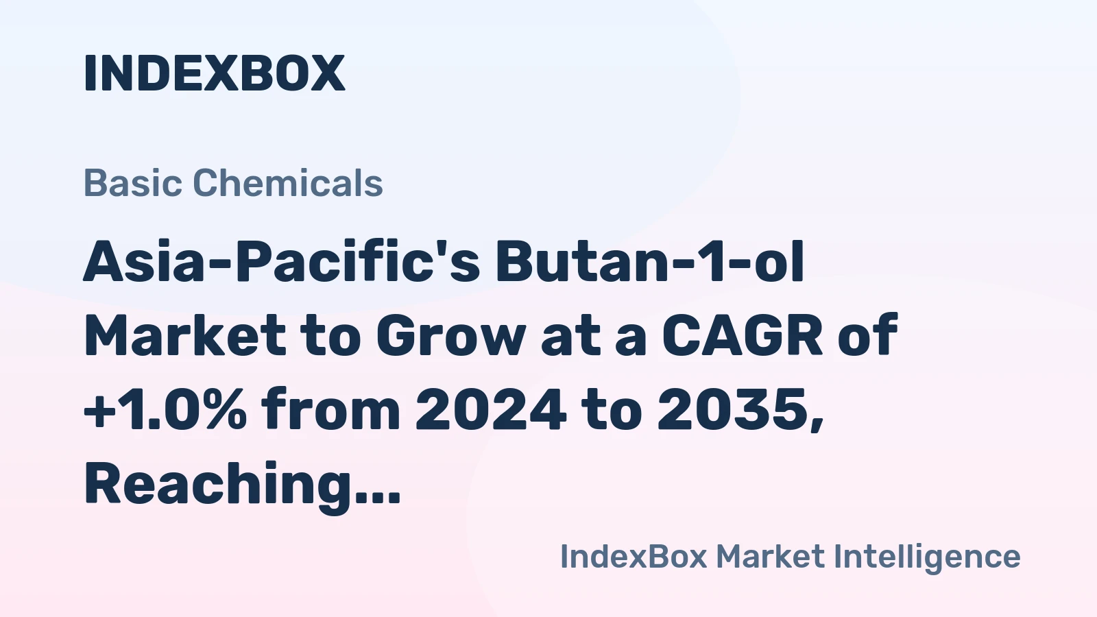 Asia-Pacific's Butan-1-ol Market to Grow at a CAGR of +1.0% from 2024 to 2035, Reaching 1.7M Tons