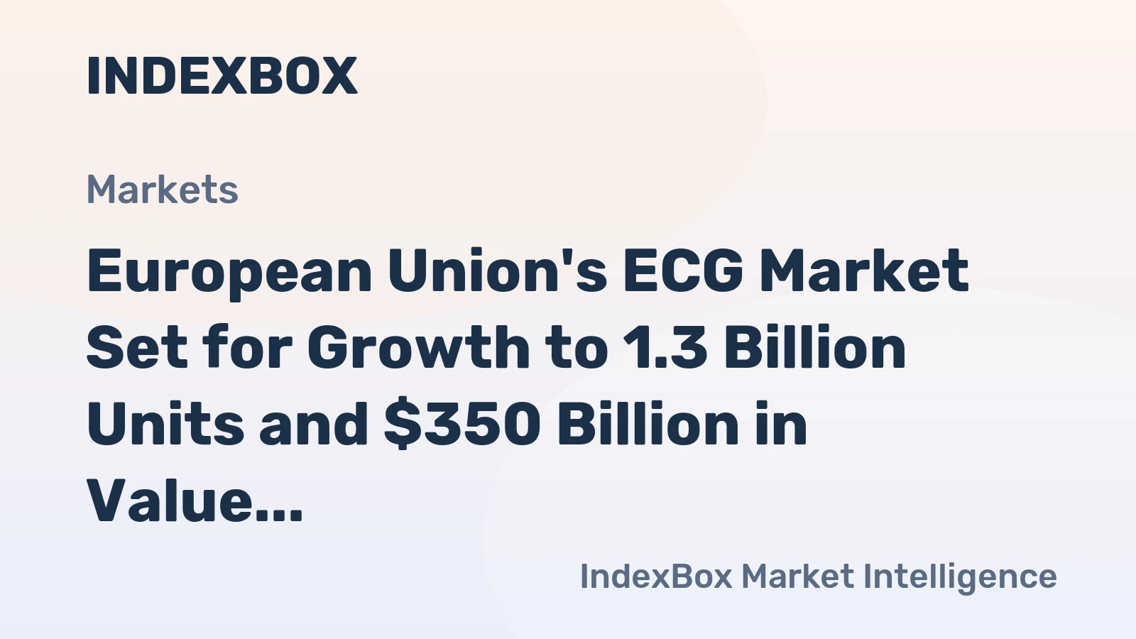 European Union's ECG Market Set for Growth to 1.3 Billion Units and $350 Billion in Value