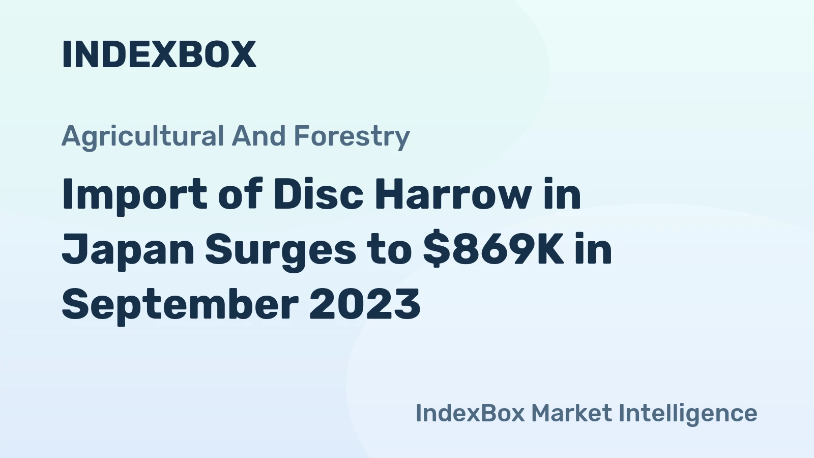 Import of Disc Harrow in Japan Surges to $869K in September 2023