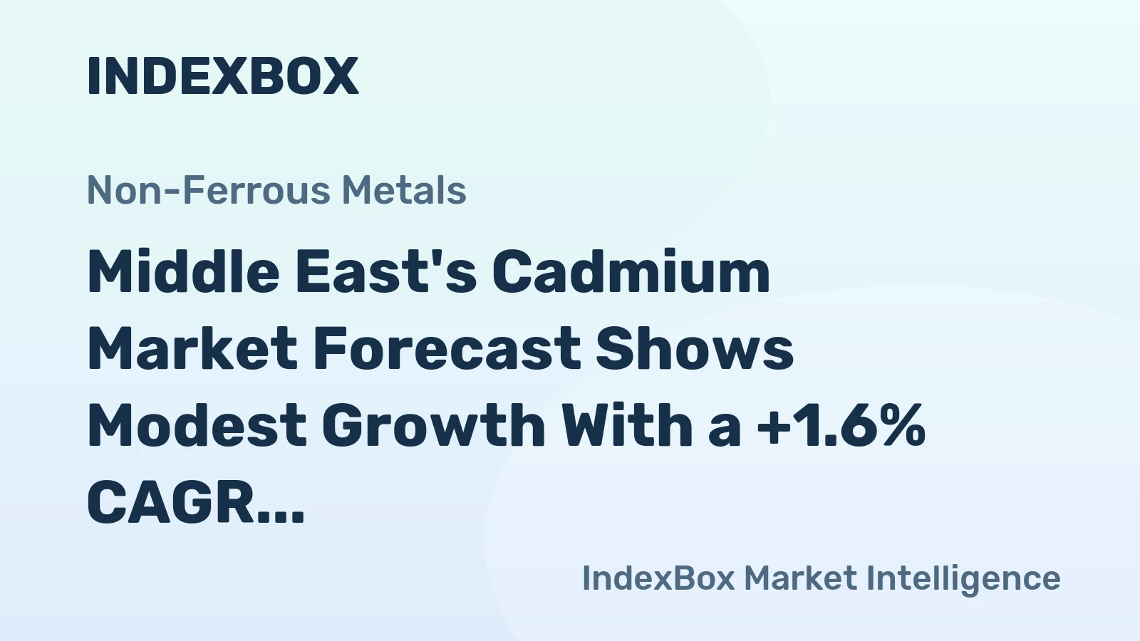 Middle East's Cadmium Market Forecast Shows Modest Growth With a +1.6% CAGR in Value