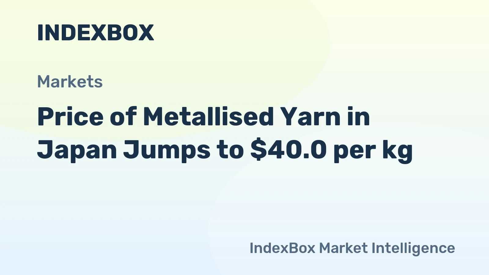 Price of Metallised Yarn in Japan Jumps to $40.0 per kg