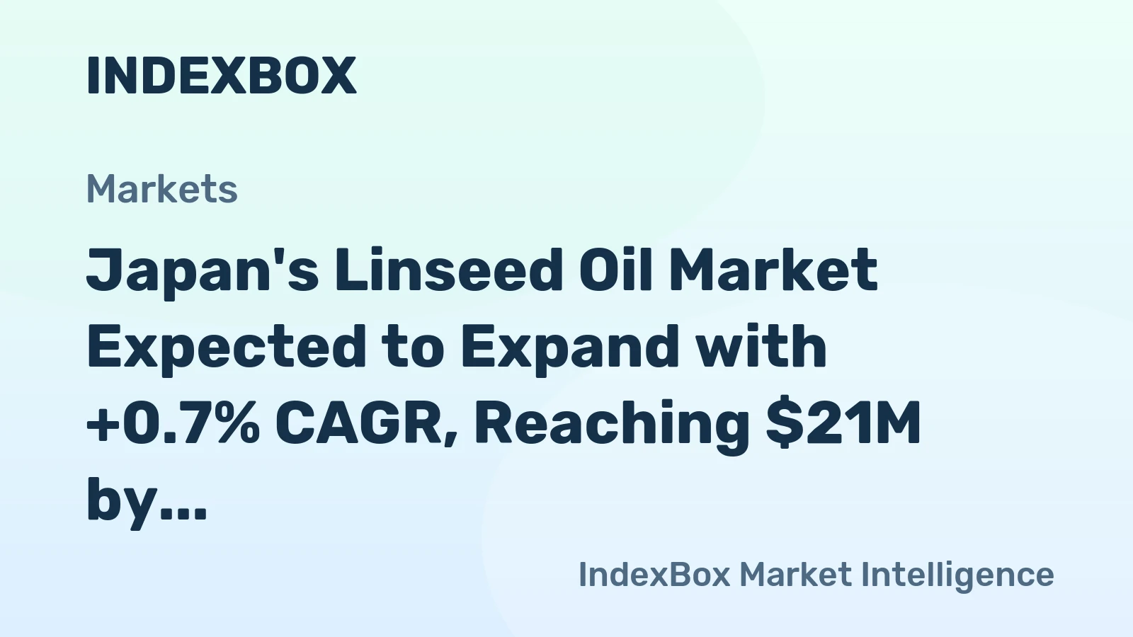 Japan's Linseed Oil Market Expected to Expand with +0.7% CAGR, Reaching $21M by 2035