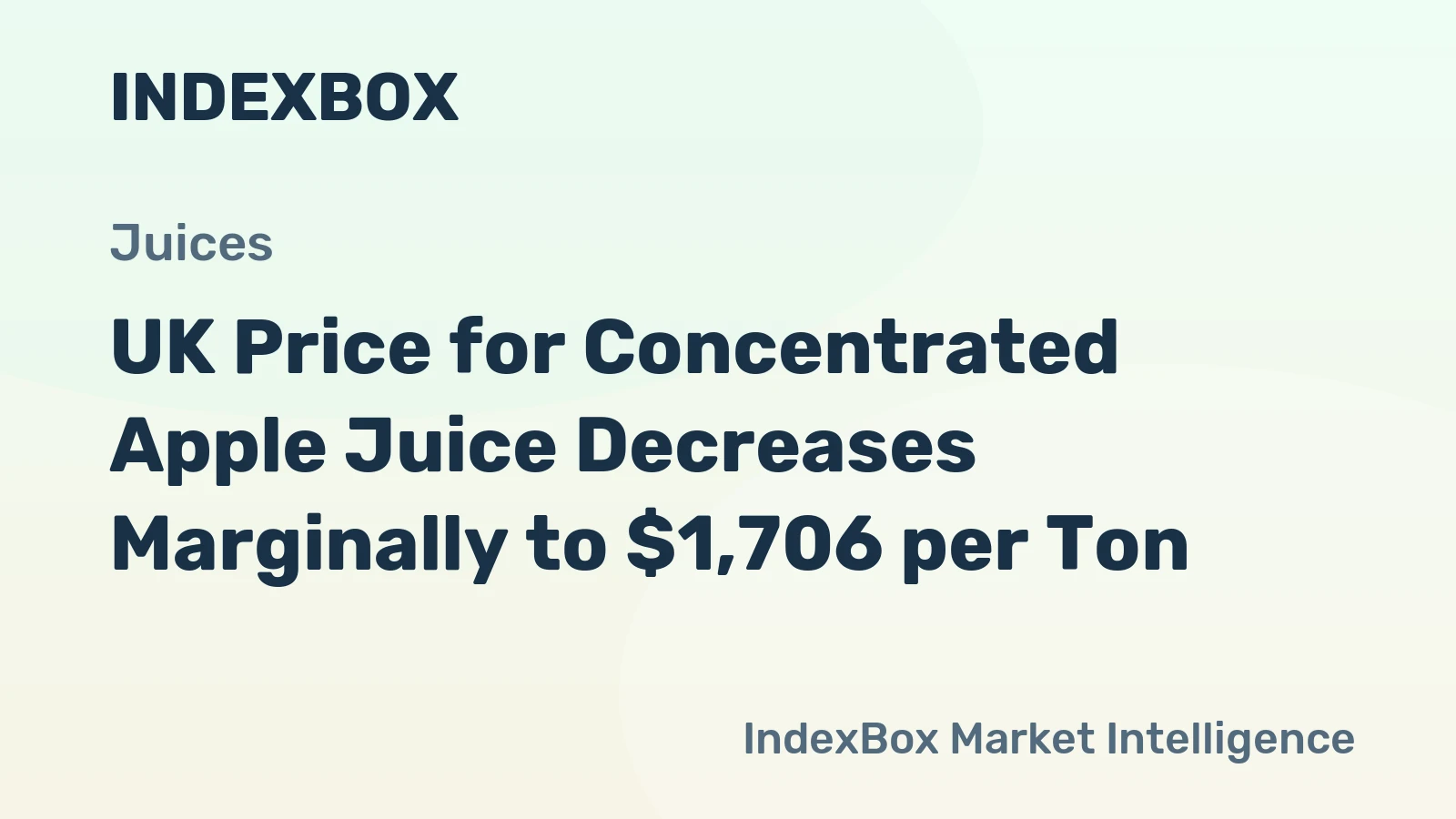 UK Price for Concentrated Apple Juice Decreases Marginally to $1,706 per Ton