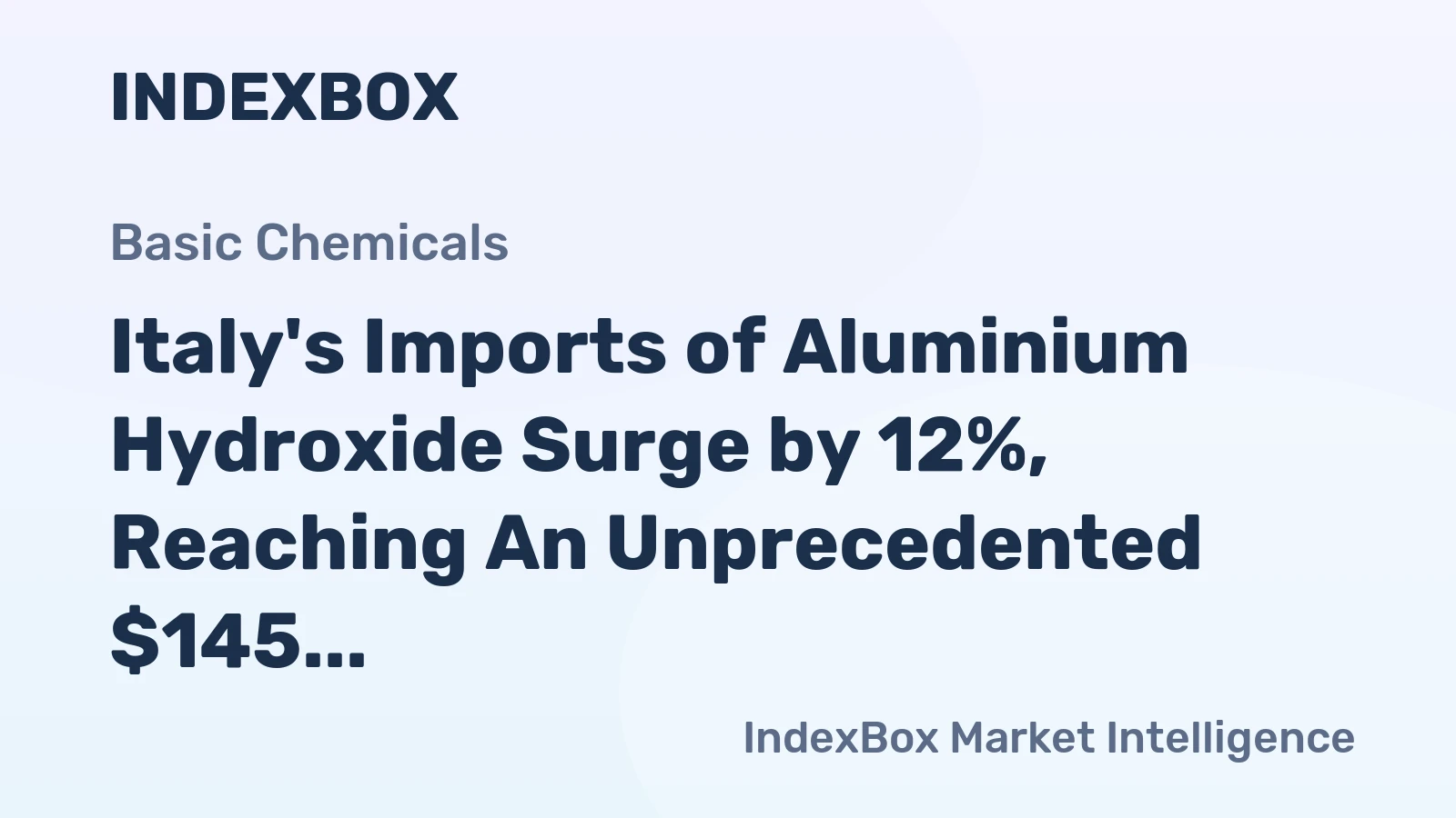 Italy's Imports of Aluminium Hydroxide Surge by 12%, Reaching An Unprecedented $145 Million in 2023