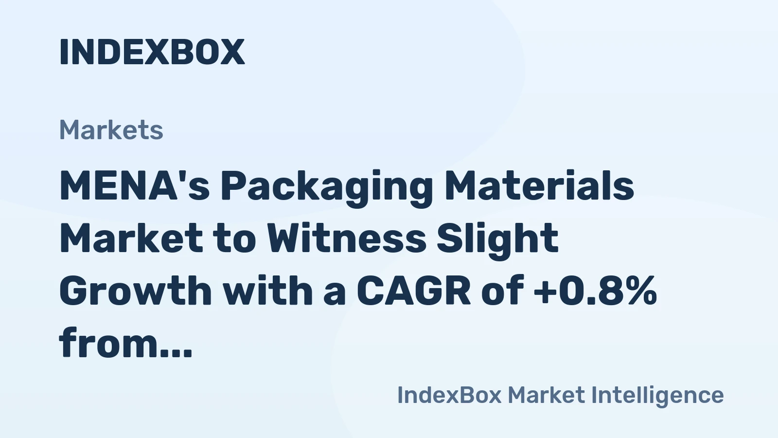 MENA's Packaging Materials Market to Witness Slight Growth with a CAGR of +0.8% from 2024 to 2035