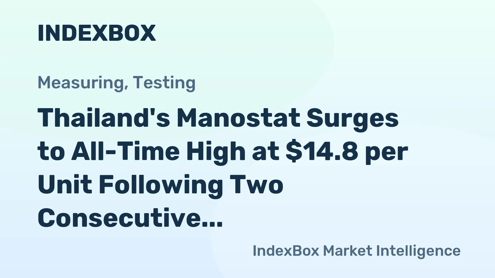 Thailand's Manostat Surges to All-Time High at $14.8 per Unit Following Two Consecutive Months of Growth