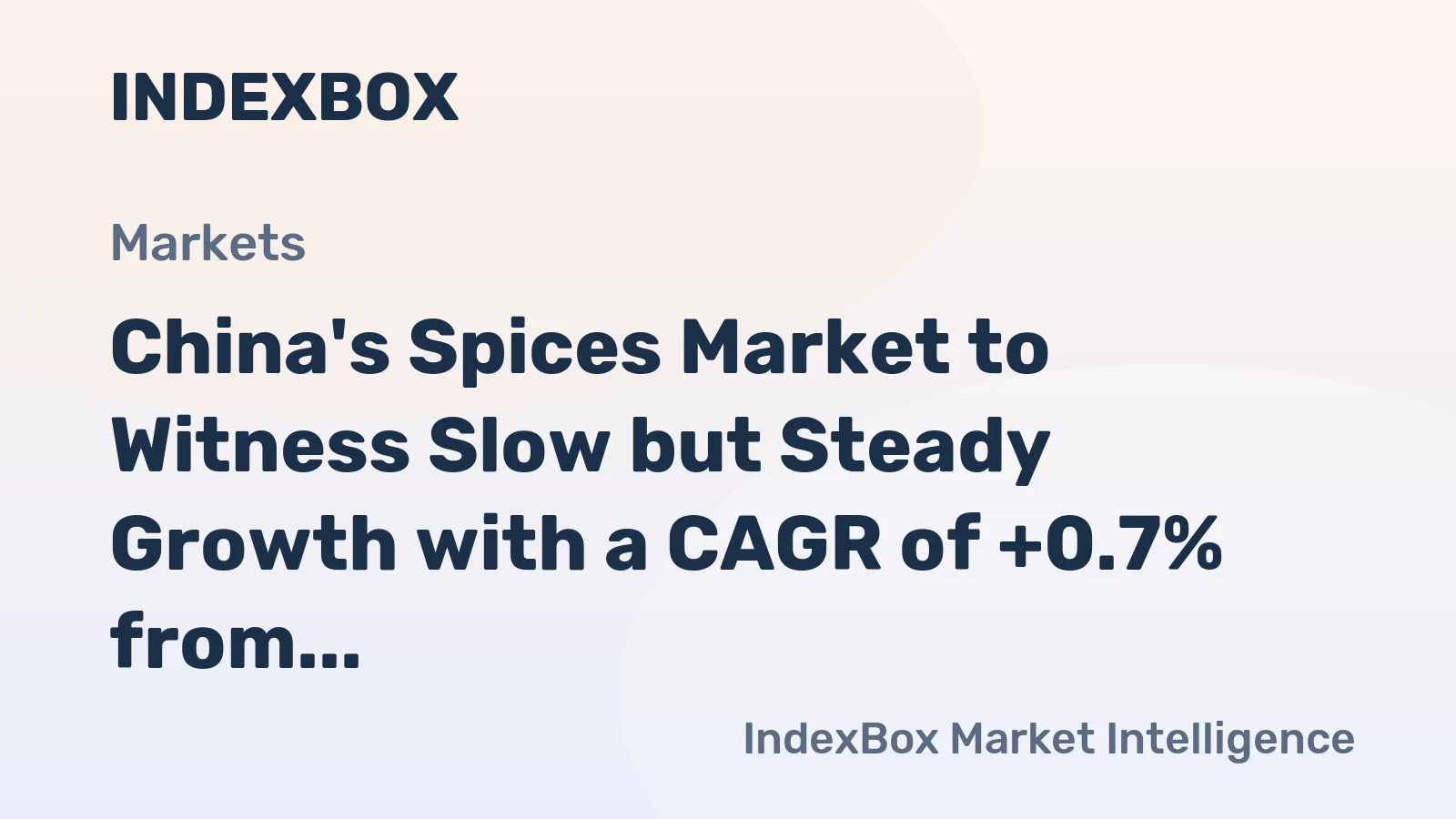 China's Spices Market to Witness Slow but Steady Growth with a CAGR of +0.7% from 2024 to 2035
