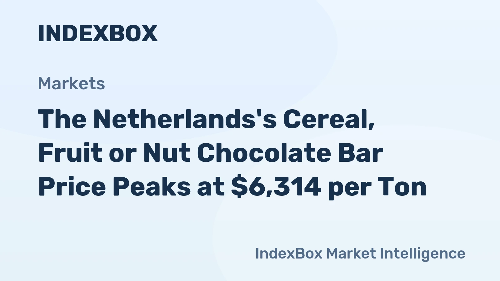 The Netherlands's Cereal, Fruit or Nut Chocolate Bar Price Peaks at $6,314 per Ton