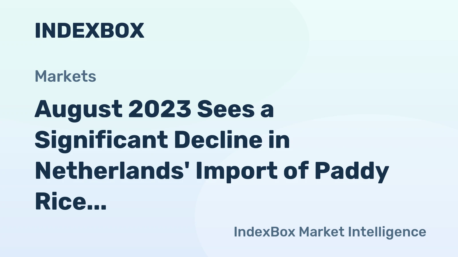 August 2023 Sees a Significant Decline in Netherlands' Import of Paddy Rice, Settling at $198K