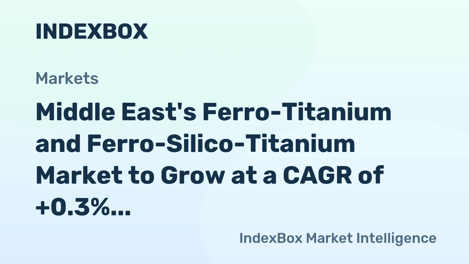 Middle East's Ferro-Titanium and Ferro-Silico-Titanium Market to Grow at a CAGR of +0.3% from 2024 to 2035