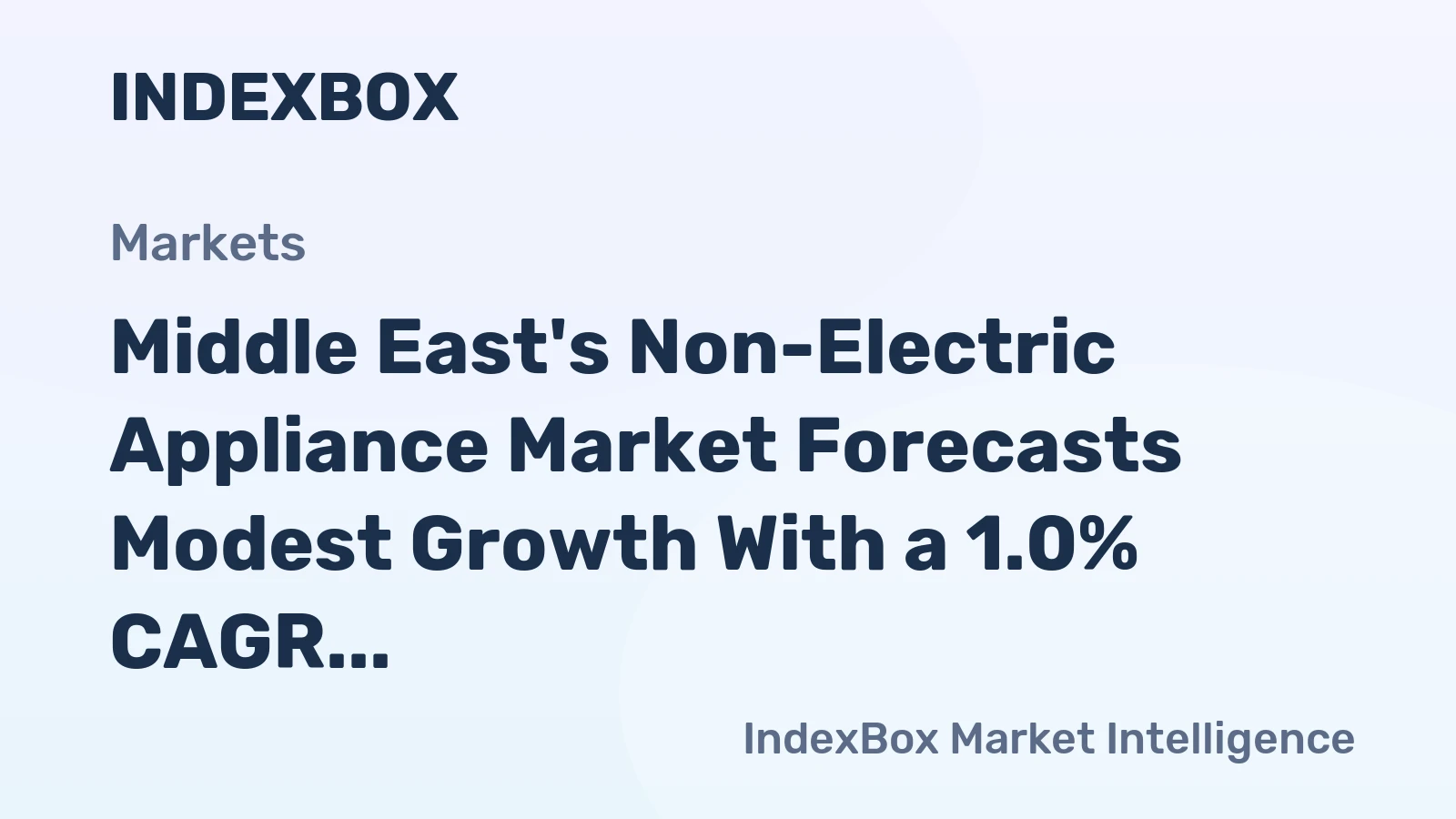 Middle East's Non-Electric Appliance Market Forecasts Modest Growth With a 1.0% CAGR in Value