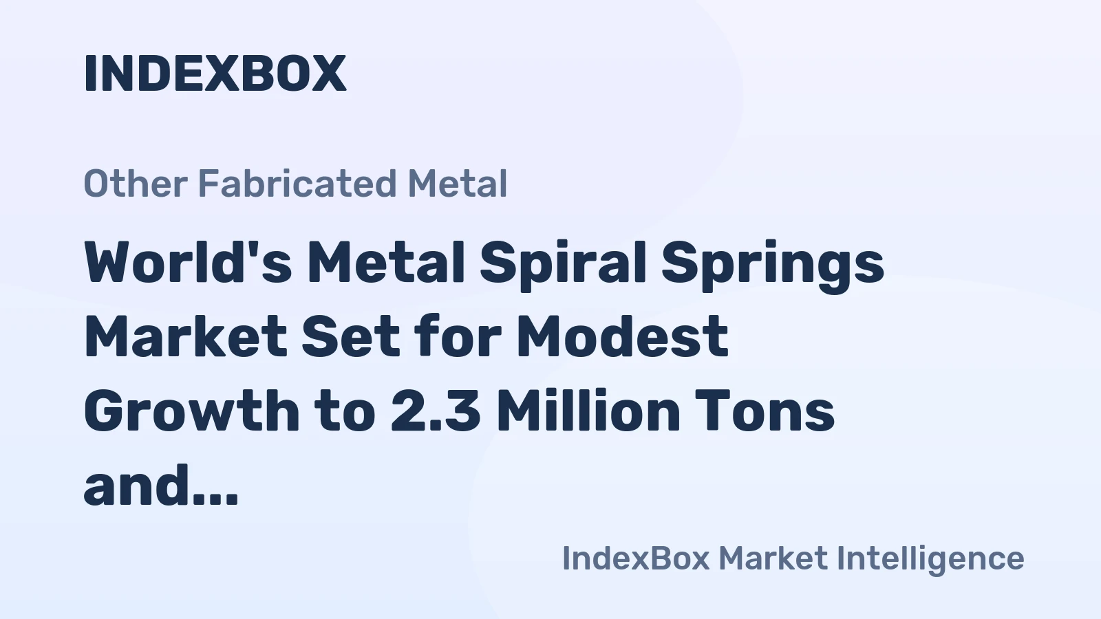 World's Metal Spiral Springs Market Set for Modest Growth to 2.3 Million Tons and $22 Billion