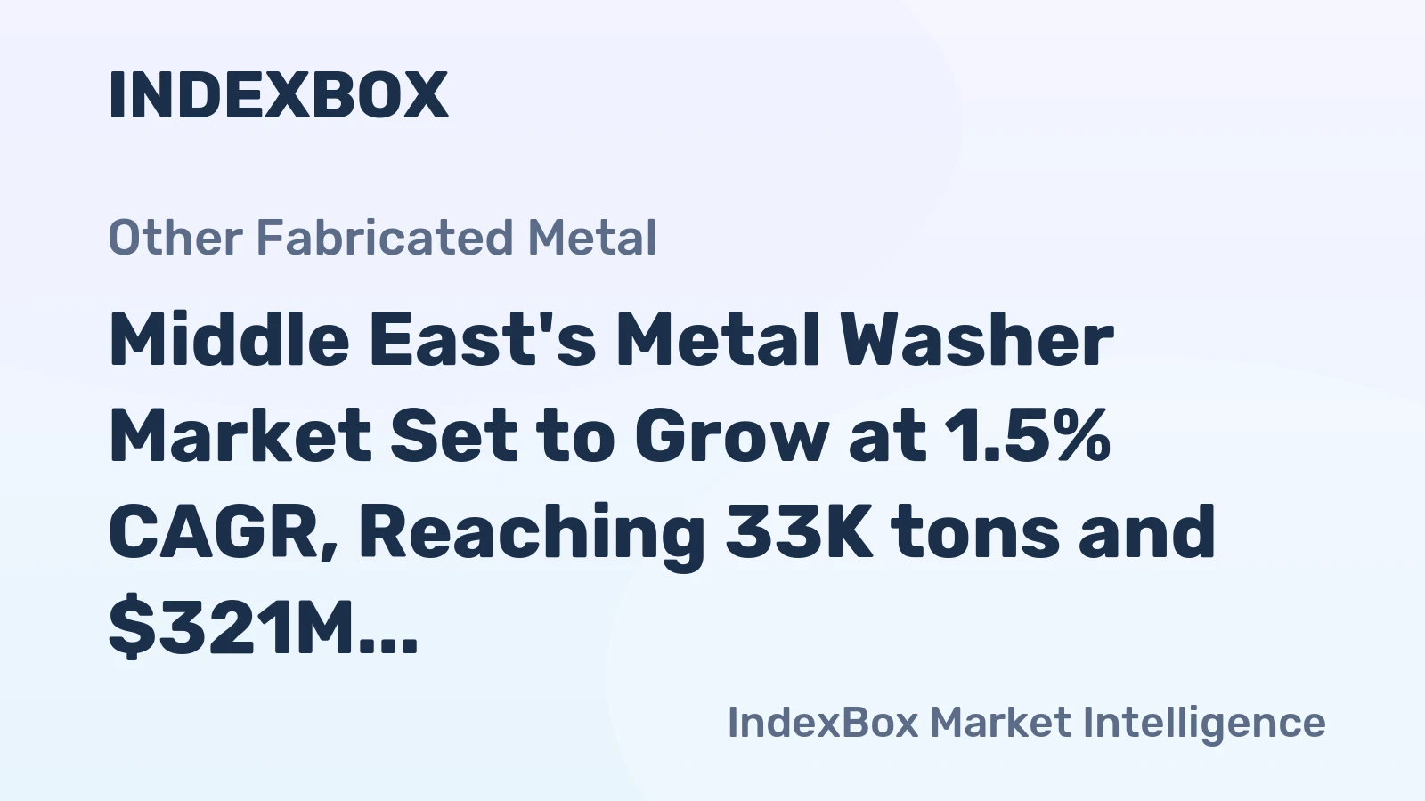 Middle East's Metal Washer Market Set to Grow at 1.5% CAGR, Reaching 33K tons and $321M by 2035