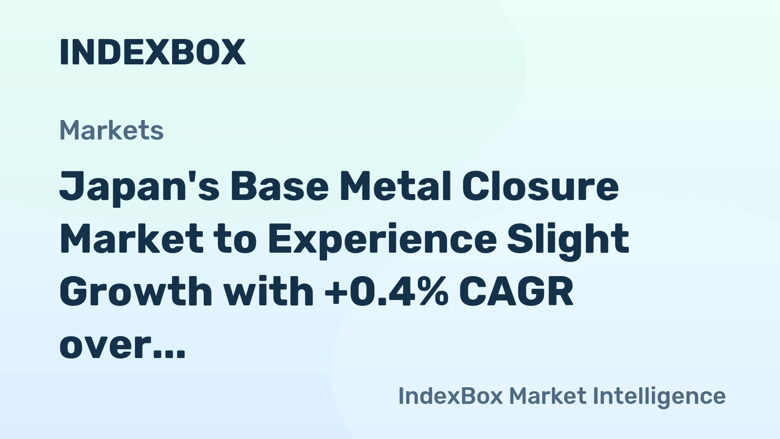 Japan's Base Metal Closure Market to Experience Slight Growth with +0.4% CAGR over Next Decade