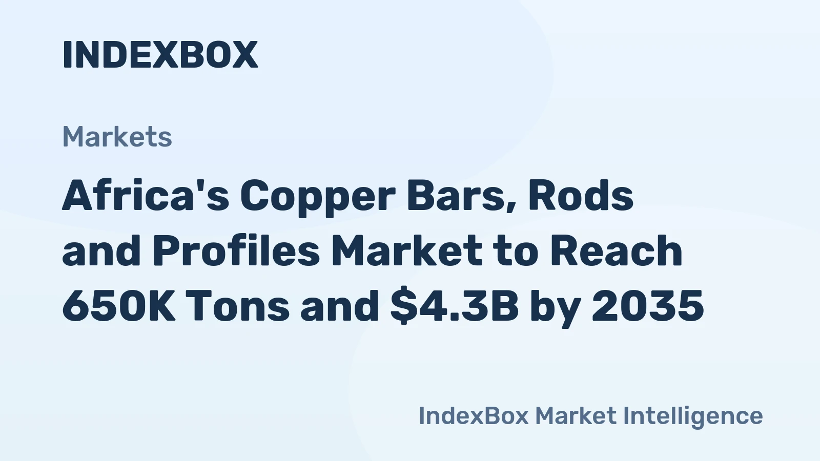 Africa's Copper Bars, Rods and Profiles Market to Reach 650K Tons and $4.3B by 2035