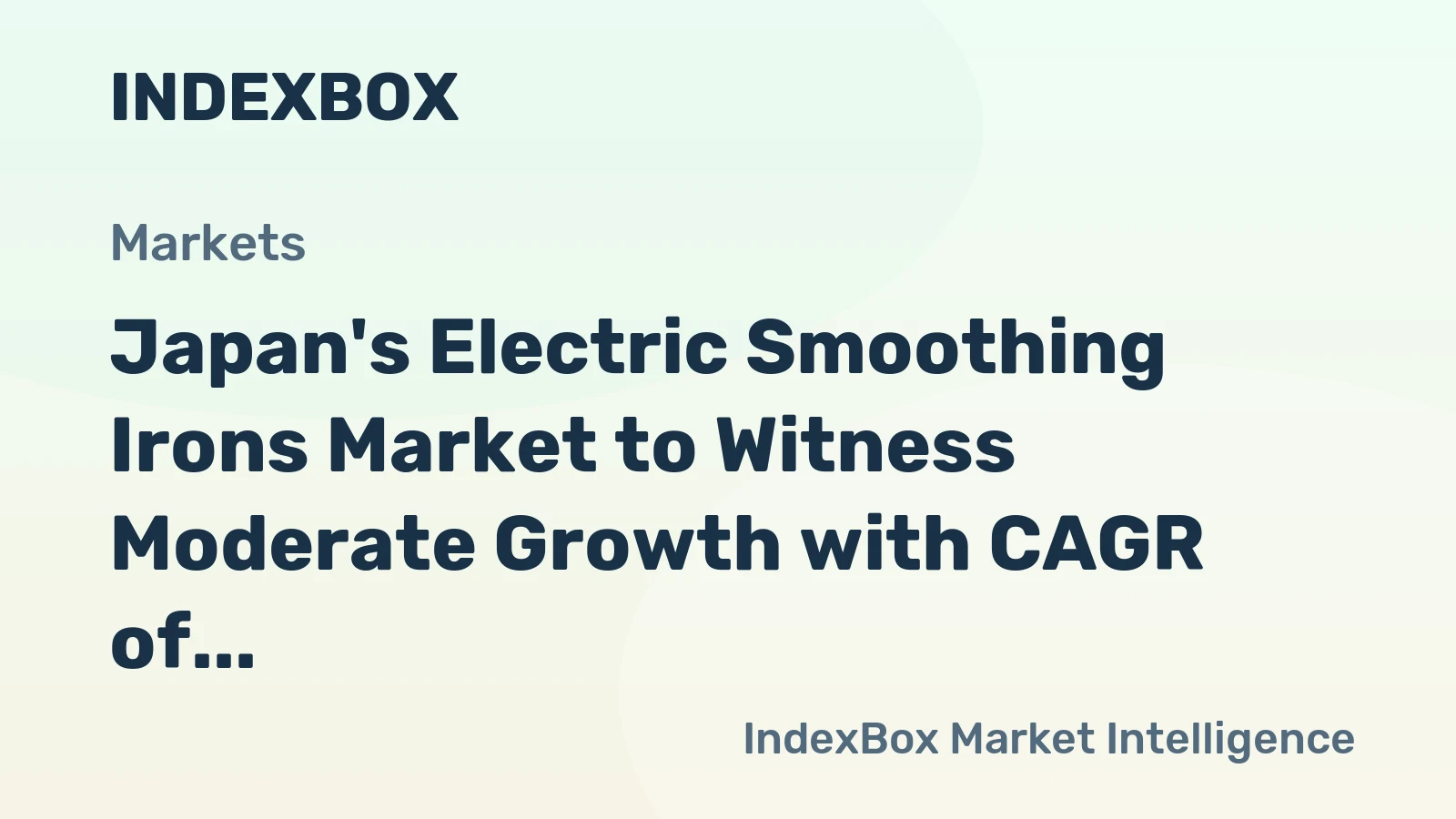 Japan's Electric Smoothing Irons Market to Witness Moderate Growth with CAGR of +0.8%
