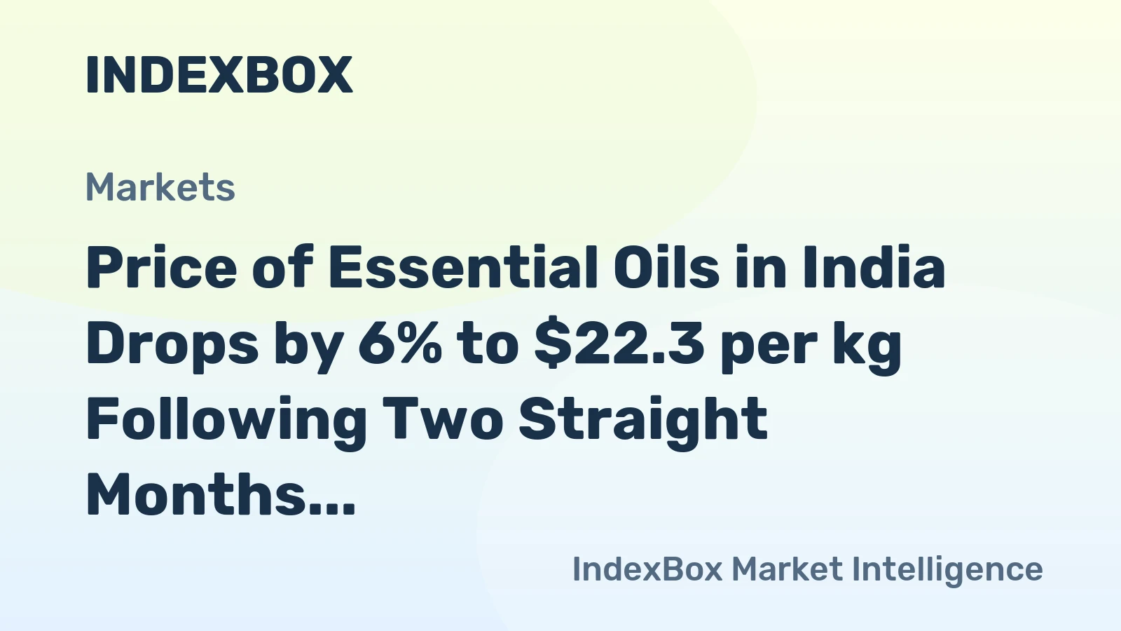 Price of Essential Oils in India Drops by 6% to $22.3 per kg Following Two Straight Months of Decline