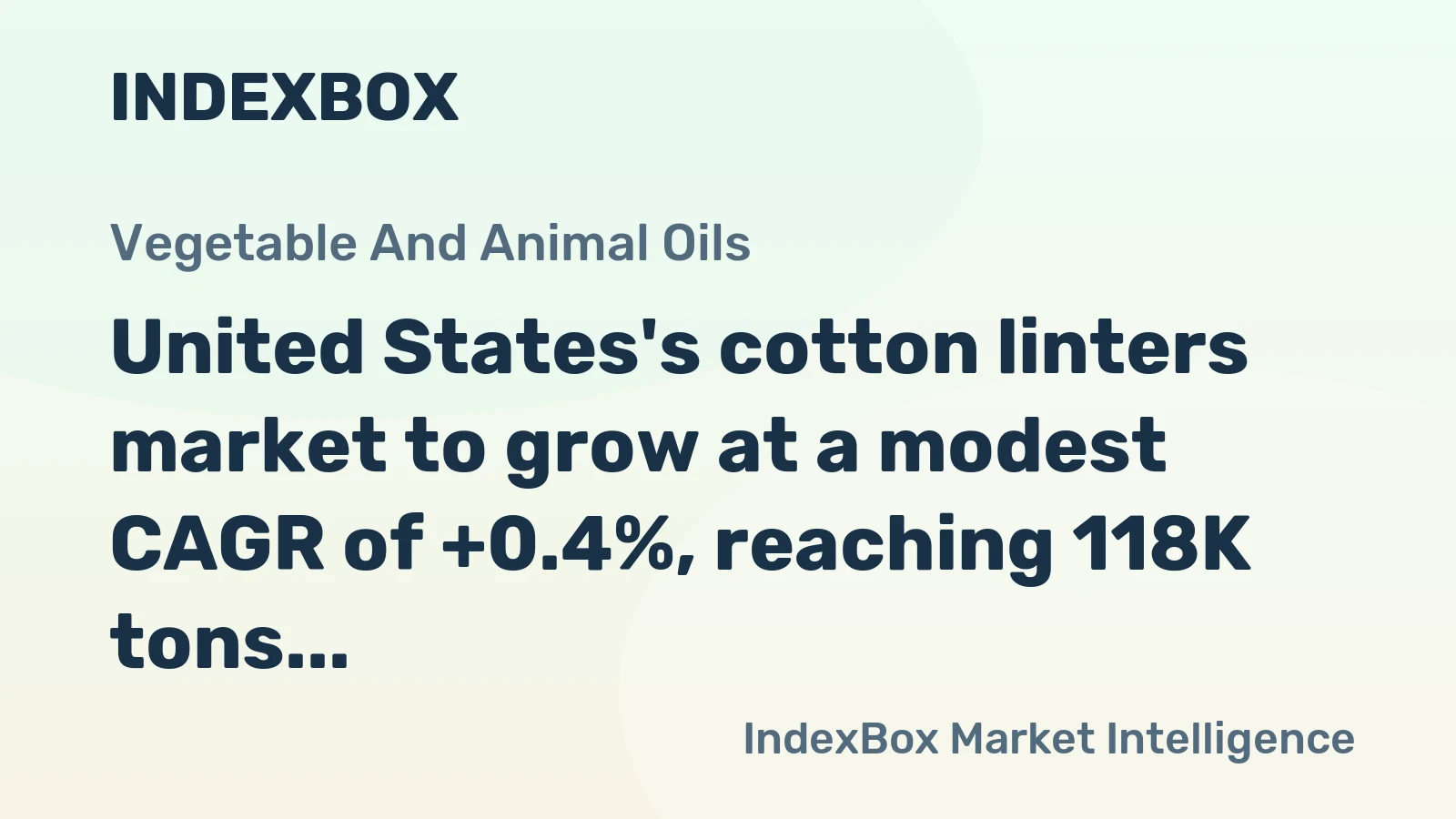 United States's cotton linters market to grow at a modest CAGR of +0.4%, reaching 118K tons by 2035.