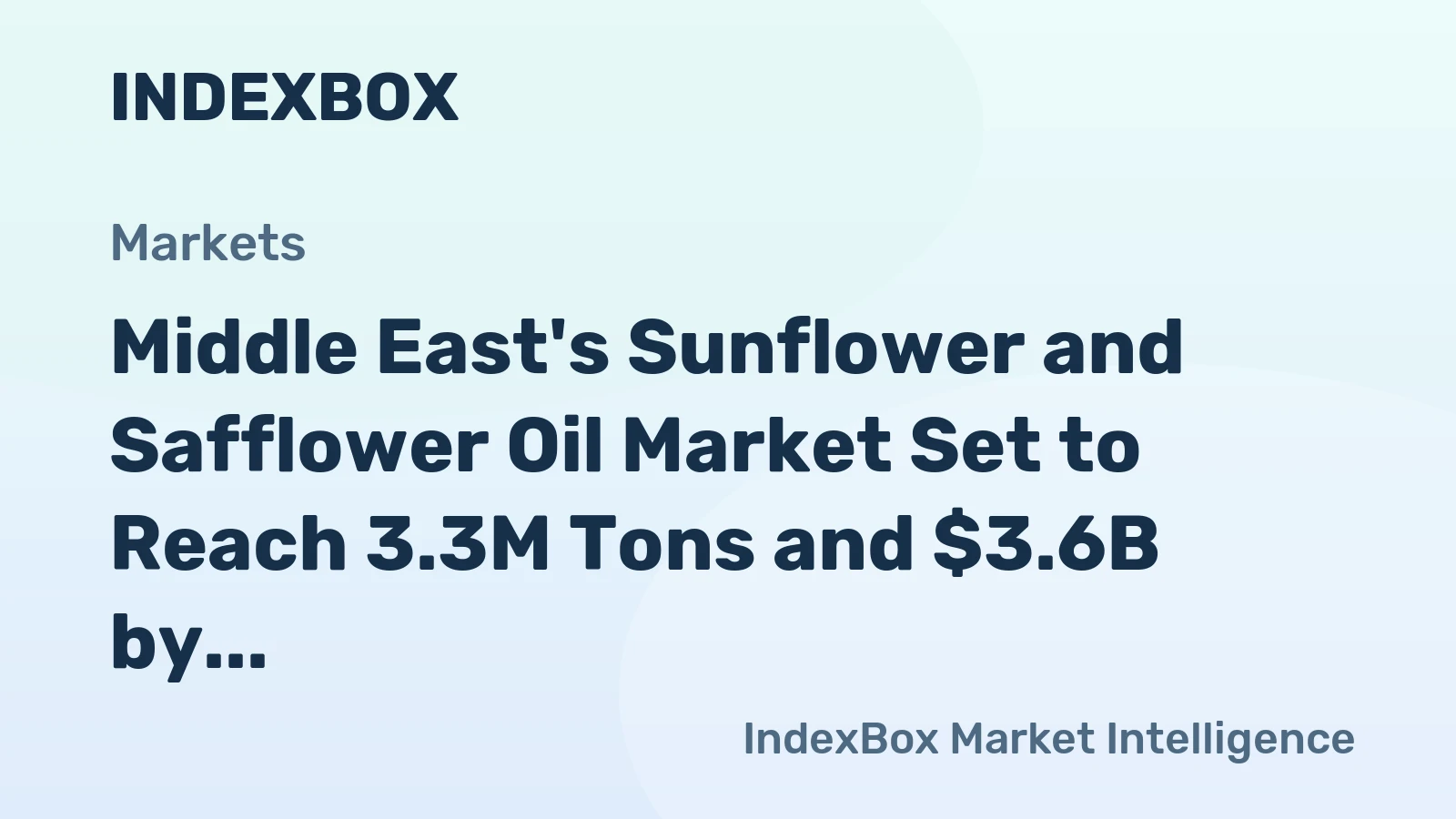 Middle East's Sunflower and Safflower Oil Market Set to Reach 3.3M Tons and $3.6B by 2035