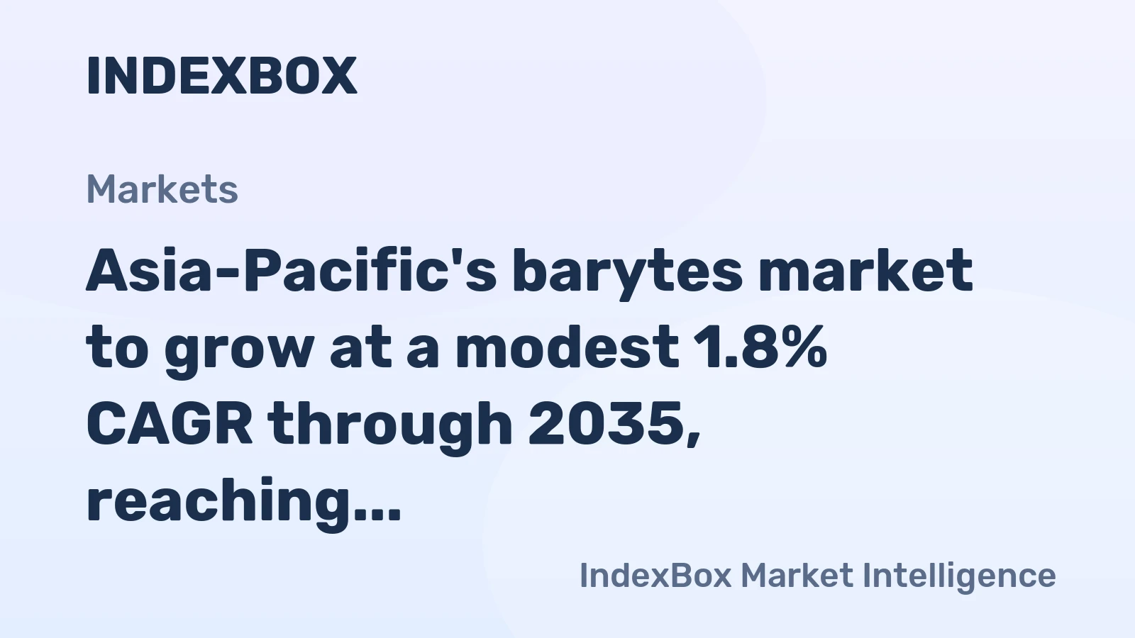 Asia-Pacific's barytes market to grow at a modest 1.8% CAGR through 2035, reaching $541M, driven by sustained regional demand.