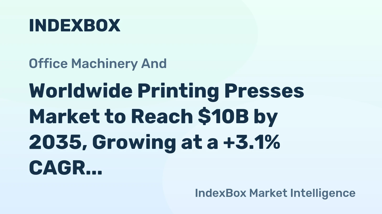 Worldwide Printing Presses Market to Reach $10B by 2035, Growing at a +3.1% CAGR