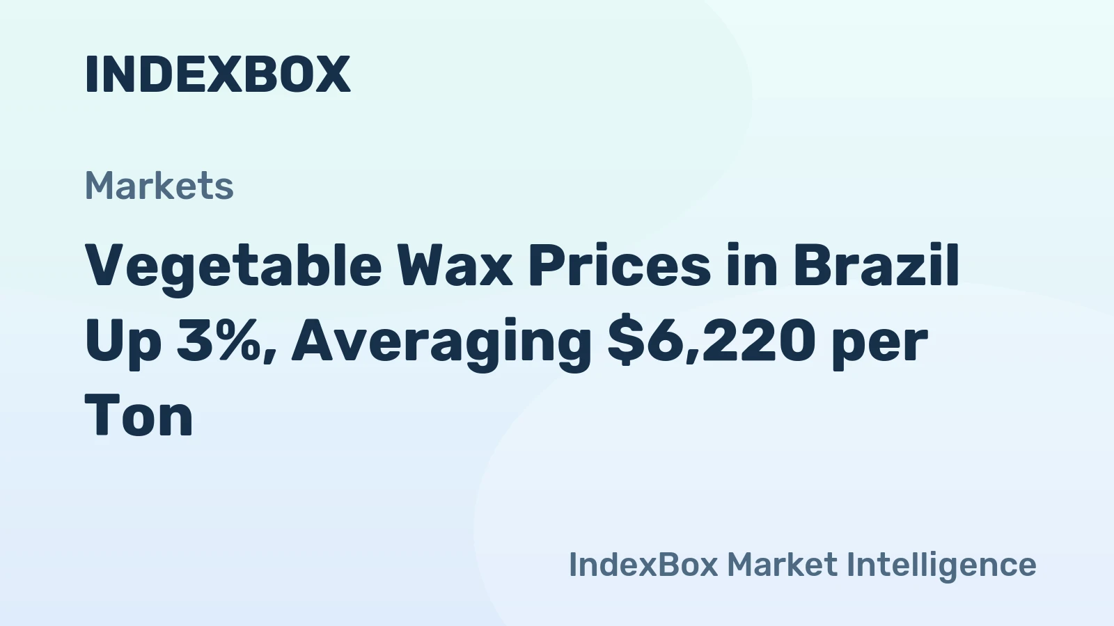Vegetable Wax Prices in Brazil Up 3%, Averaging $6,220 per Ton