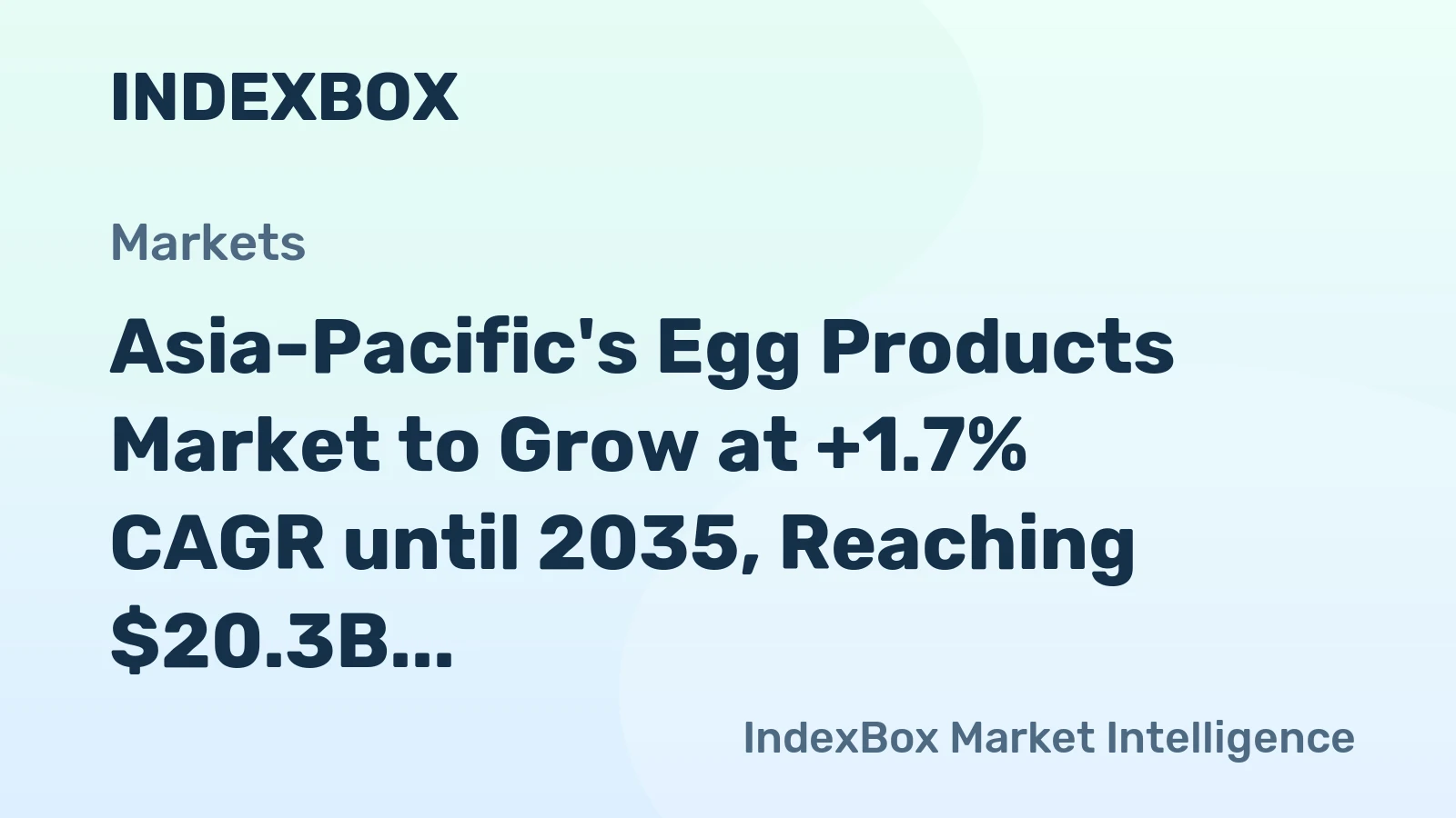 Asia-Pacific's Egg Products Market to Grow at +1.7% CAGR until 2035, Reaching $20.3B in Value