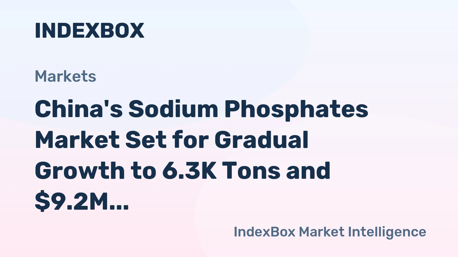 China's Sodium Phosphates Market Set for Gradual Growth to 6.3K Tons and $9.2M