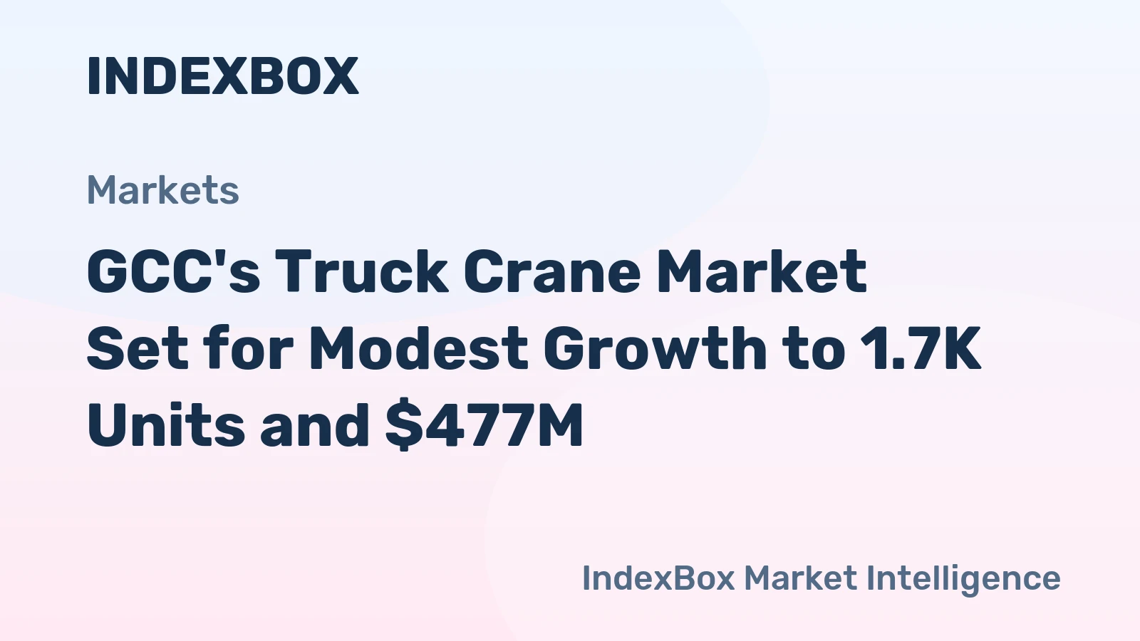 GCC's Truck Crane Market Set for Modest Growth to 1.7K Units and $477M