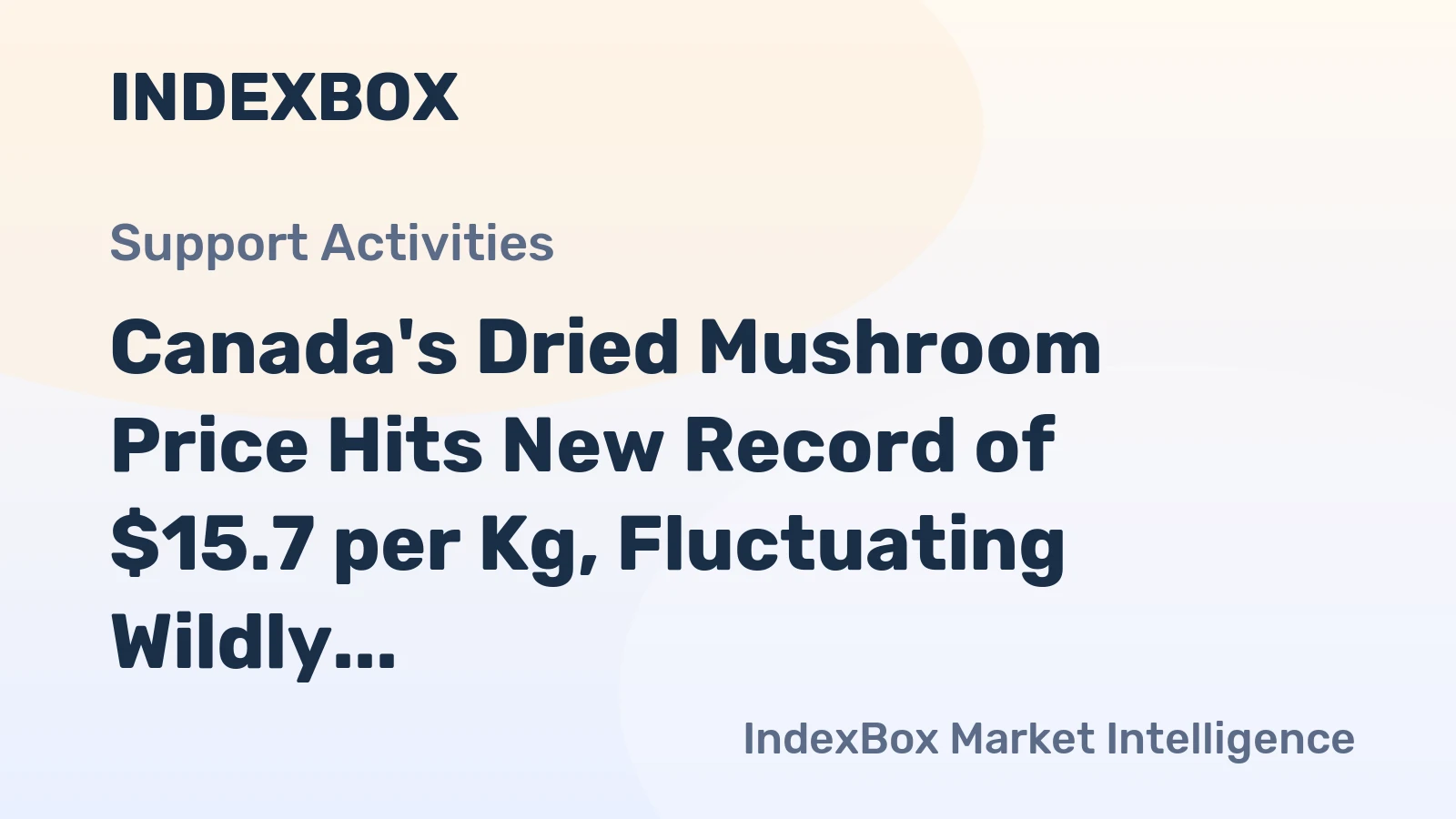 Canada's Dried Mushroom Price Hits New Record of $15.7 per Kg, Fluctuating Wildly over 2022