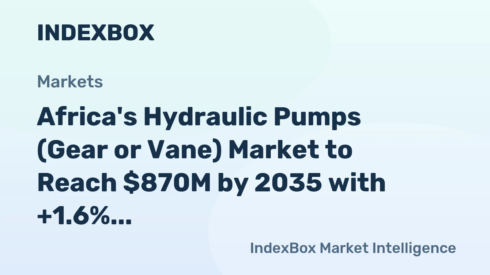 Africa's Hydraulic Pumps (Gear or Vane) Market to Reach $870M by 2035 with +1.6% CAGR