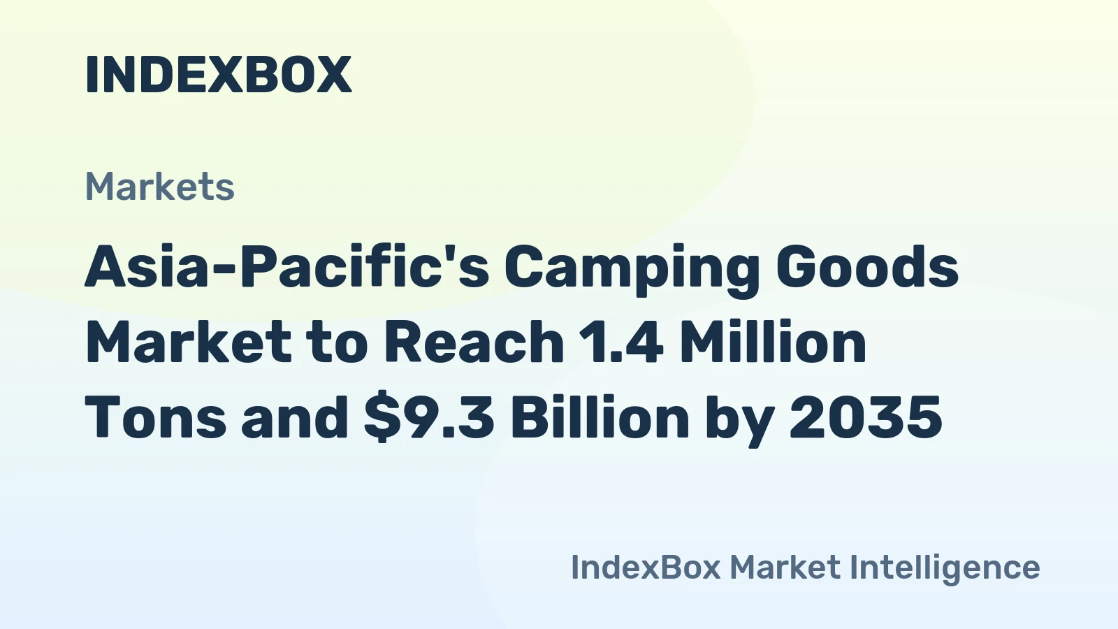 Asia-Pacific's Camping Goods Market to Reach 1.4 Million Tons and $9.3 Billion by 2035