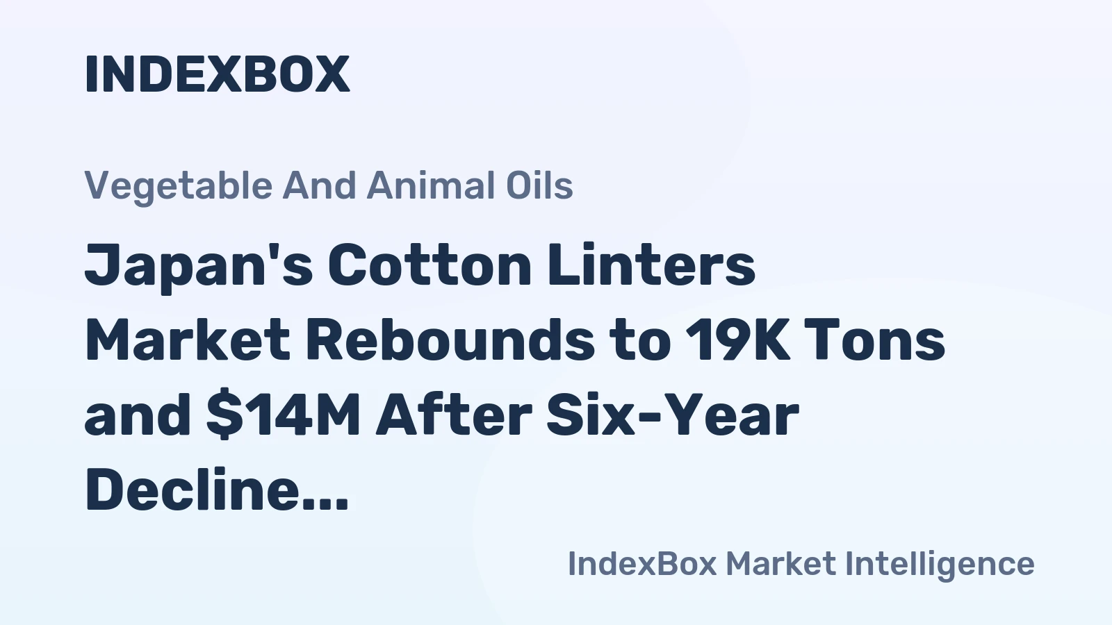 Japan's Cotton Linters Market Rebounds to 19K Tons and $14M After Six-Year Decline