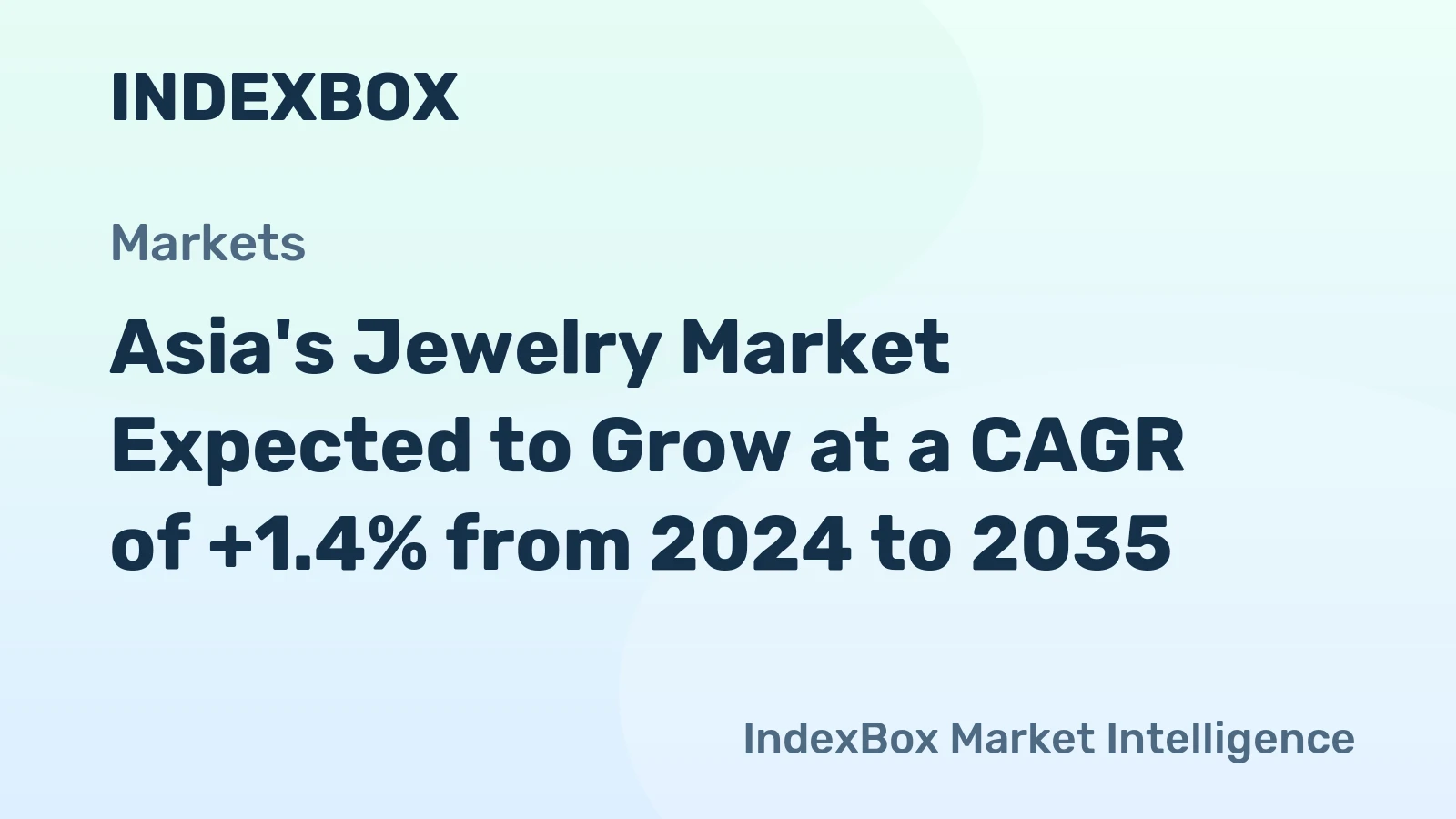 Asia's Jewelry Market Expected to Grow at a CAGR of +1.4% from 2024 to 2035