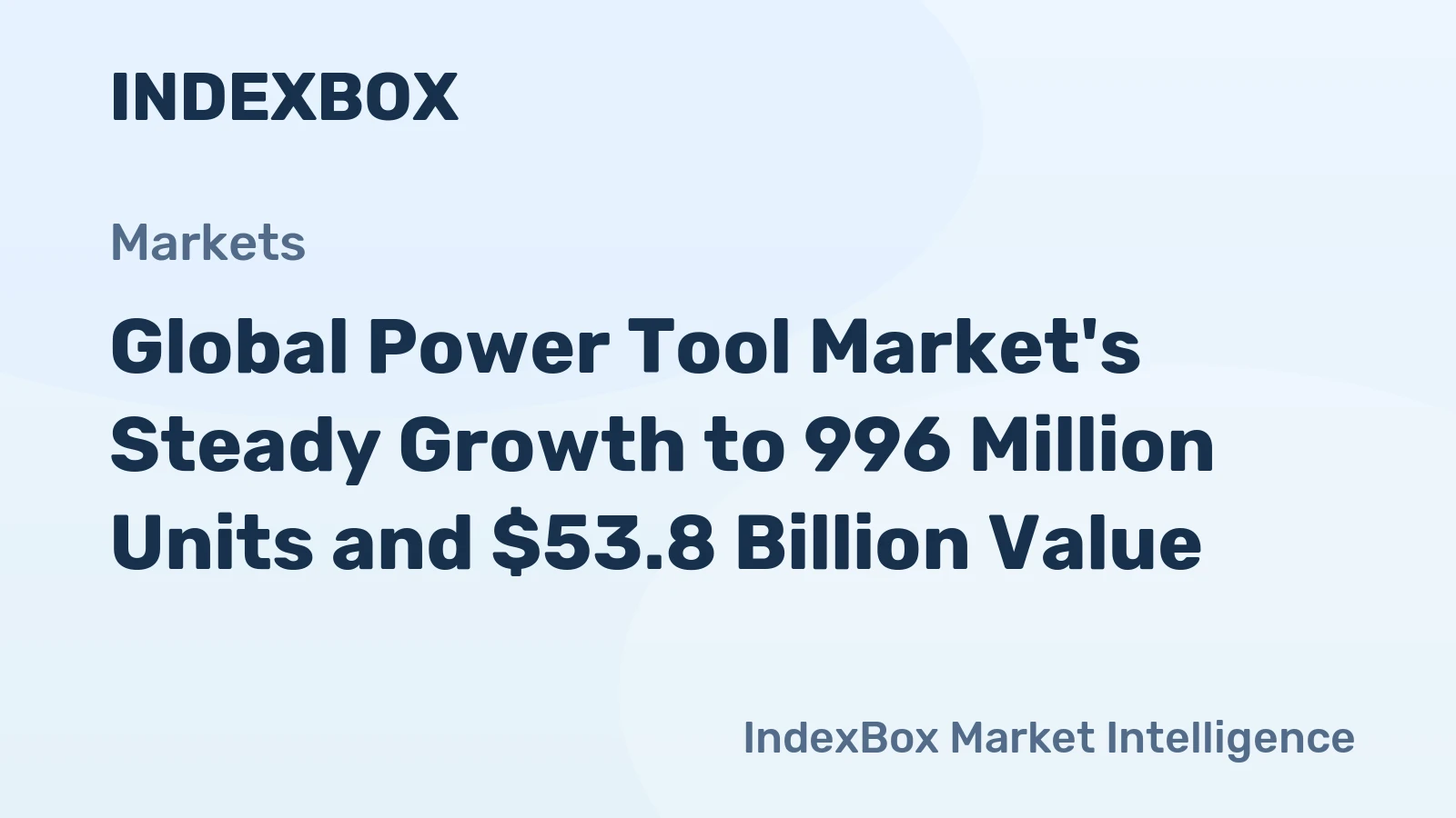 Global Power Tool Market's Steady Growth to 996 Million Units and $53.8 Billion Value