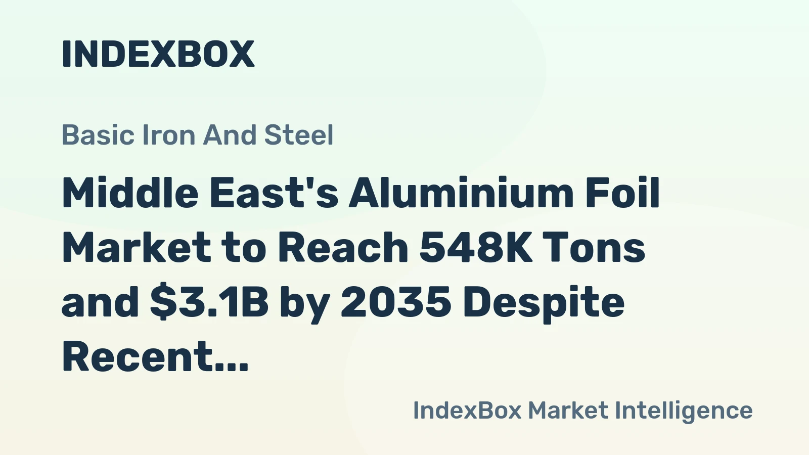 Middle East's Aluminium Foil Market to Reach 548K Tons and $3.1B by 2035 Despite Recent Contraction