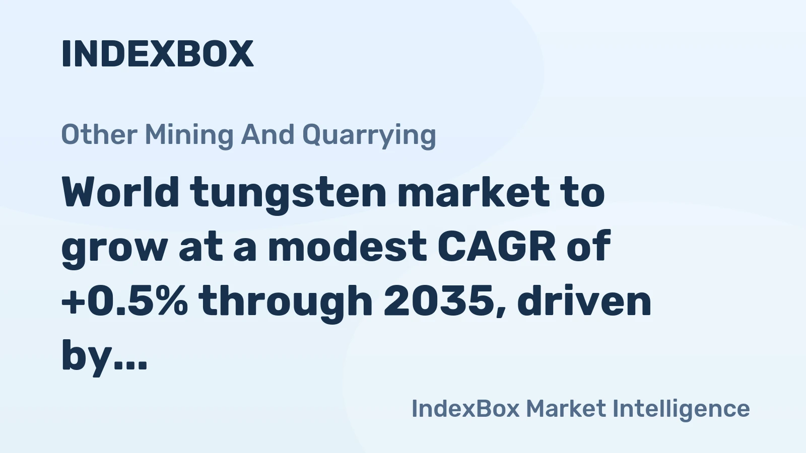 World tungsten market to grow at a modest CAGR of +0.5% through 2035, driven by increasing global demand.