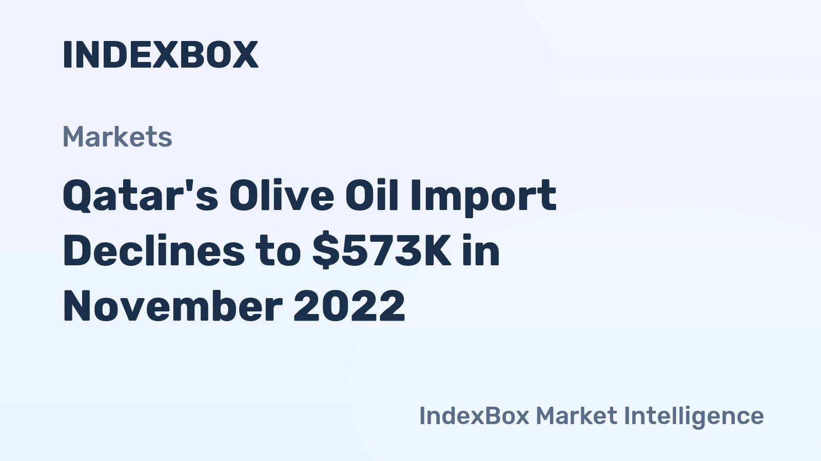 Qatar's Olive Oil Import Declines to $573K in November 2022