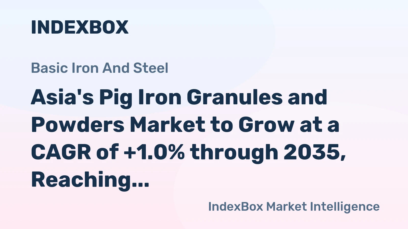 Asia's Pig Iron Granules and Powders Market to Grow at a CAGR of +1.0% through 2035, Reaching 10M Tons