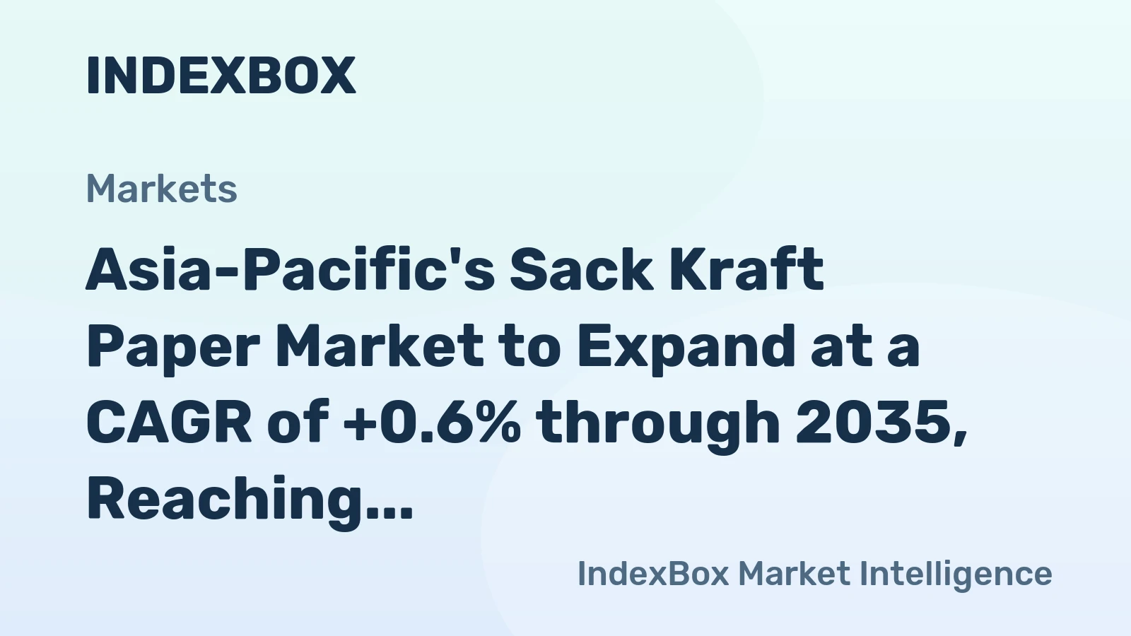 Asia-Pacific's Sack Kraft Paper Market to Expand at a CAGR of +0.6% through 2035, Reaching $3.5B in Value