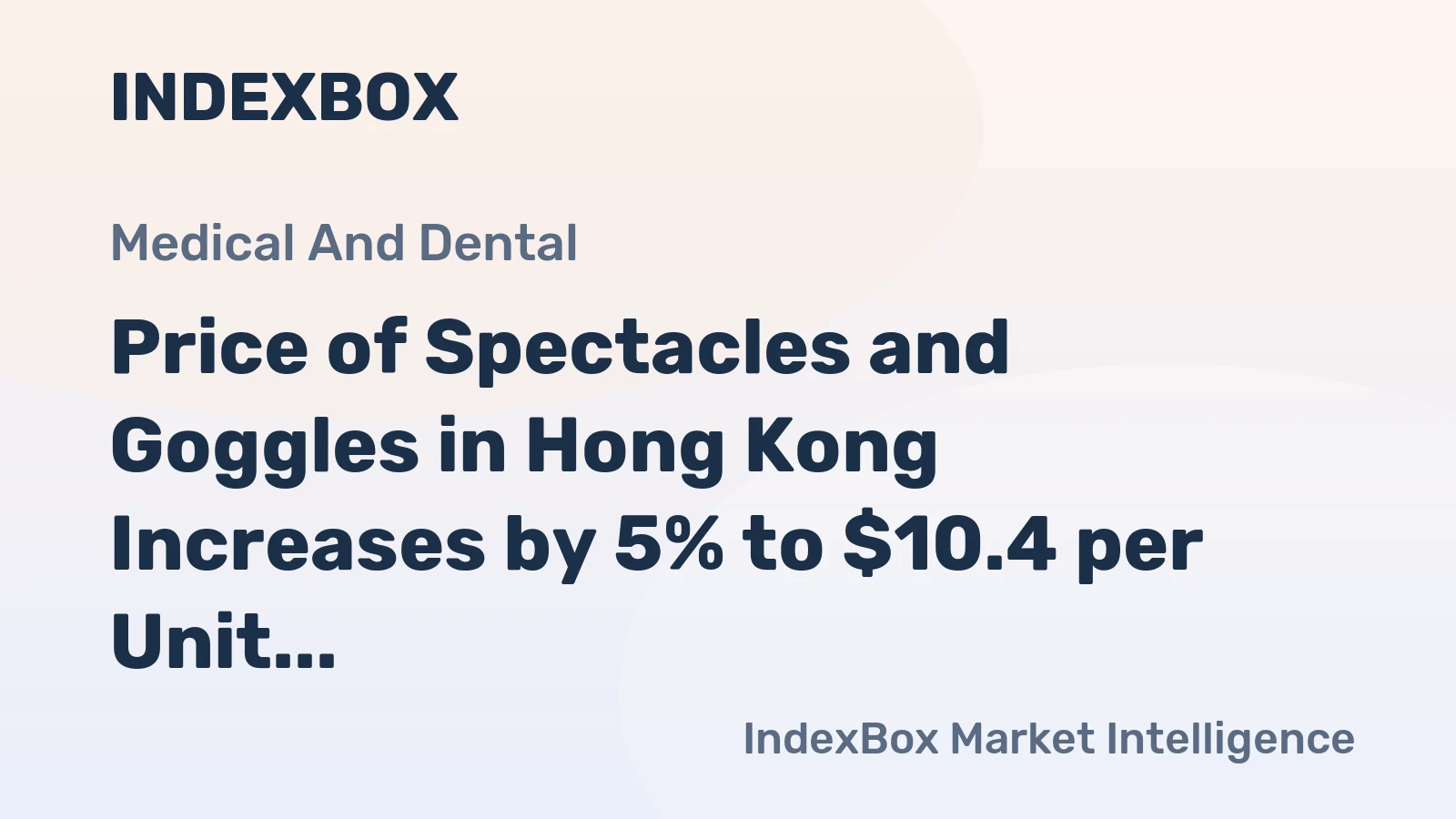 Price of Spectacles and Goggles in Hong Kong Increases by 5% to $10.4 per Unit