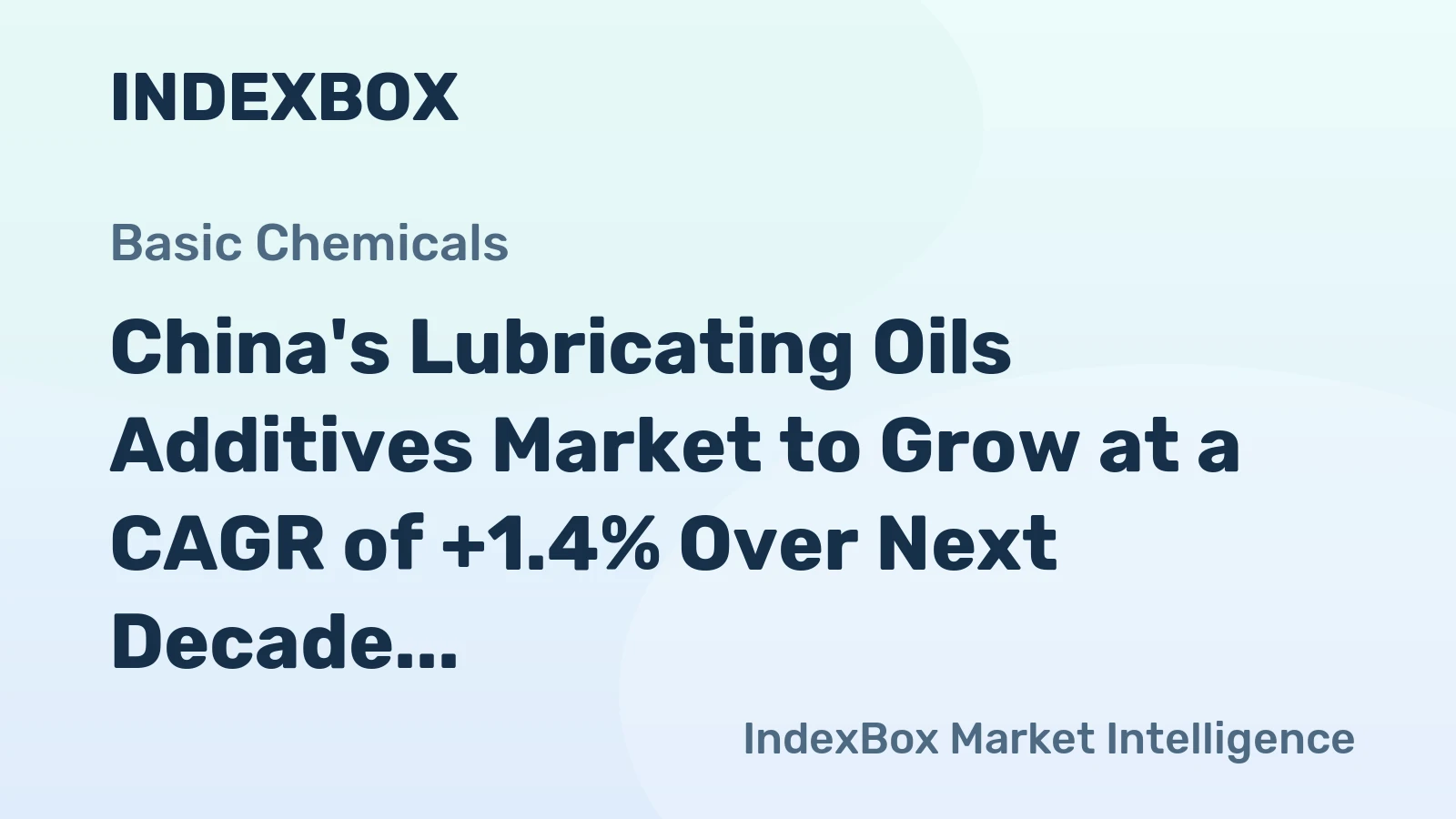 China's Lubricating Oils Additives Market to Grow at a CAGR of +1.4% Over Next Decade