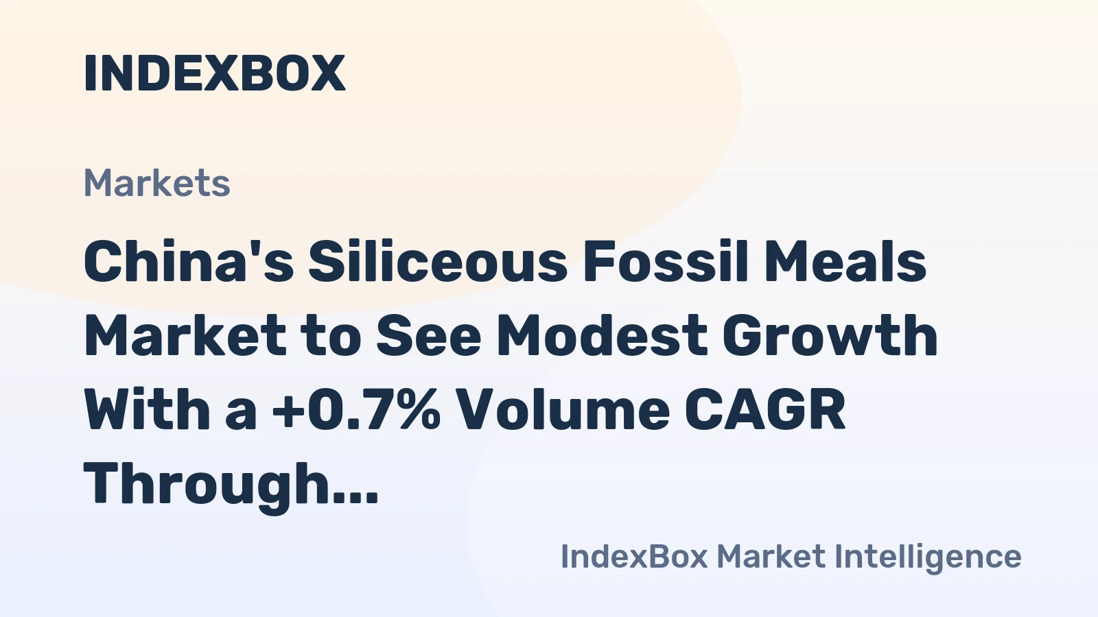 China's Siliceous Fossil Meals Market to See Modest Growth With a +0.7% Volume CAGR Through 2035