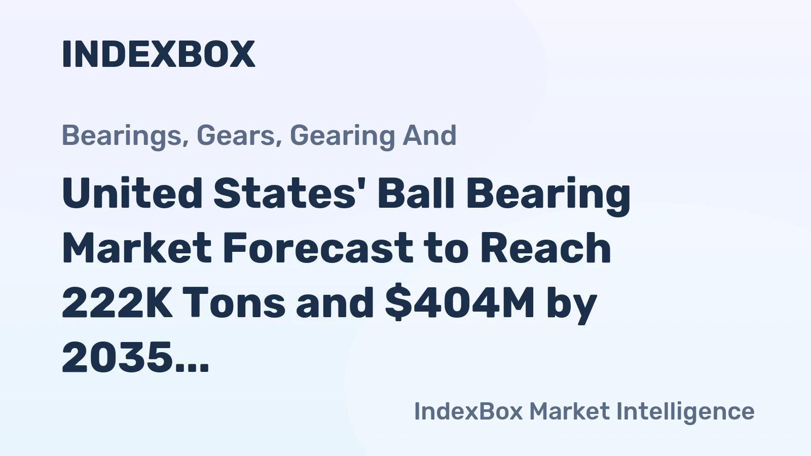 United States' Ball Bearing Market Forecast to Reach 222K Tons and $404M by 2035