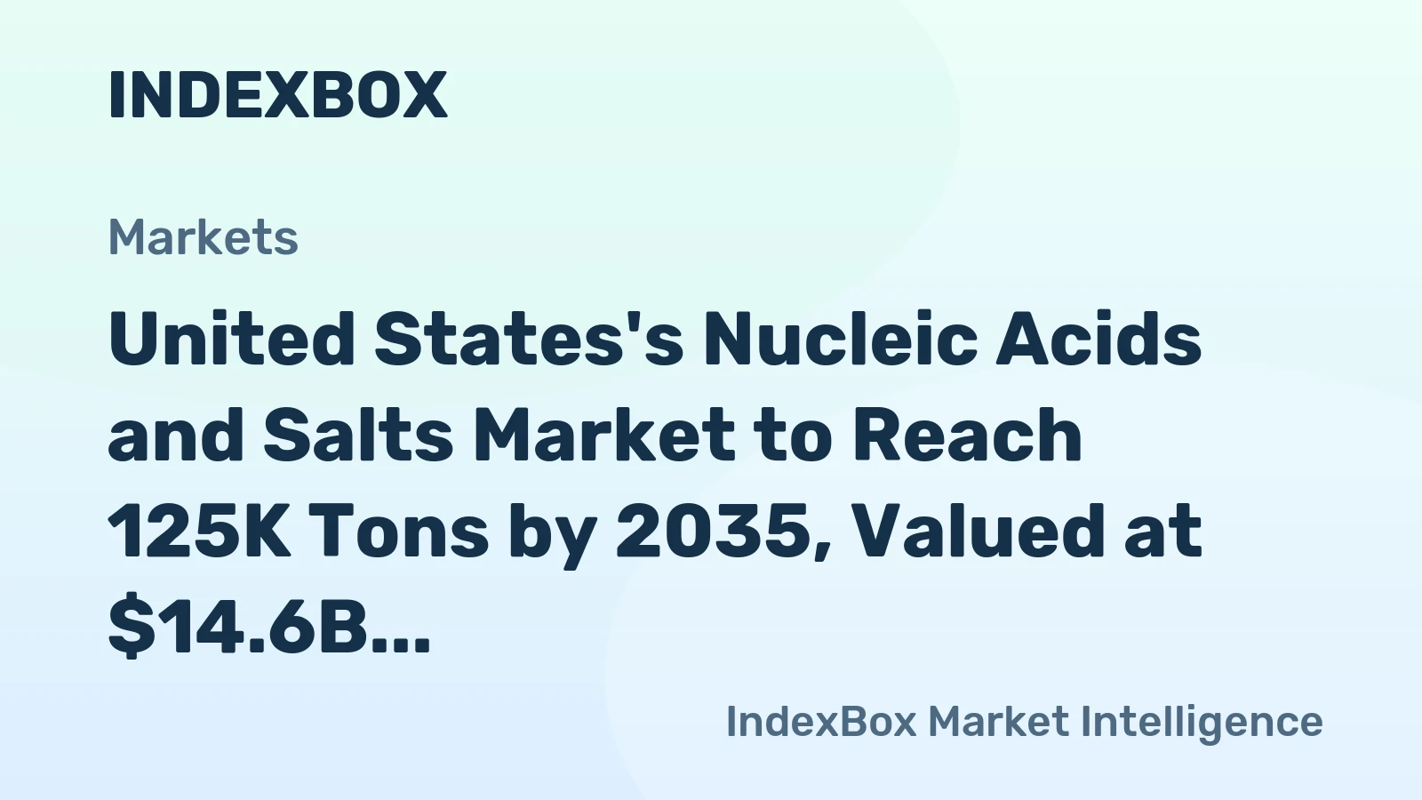 United States's Nucleic Acids and Salts Market to Reach 125K Tons by 2035, Valued at $14.6B
