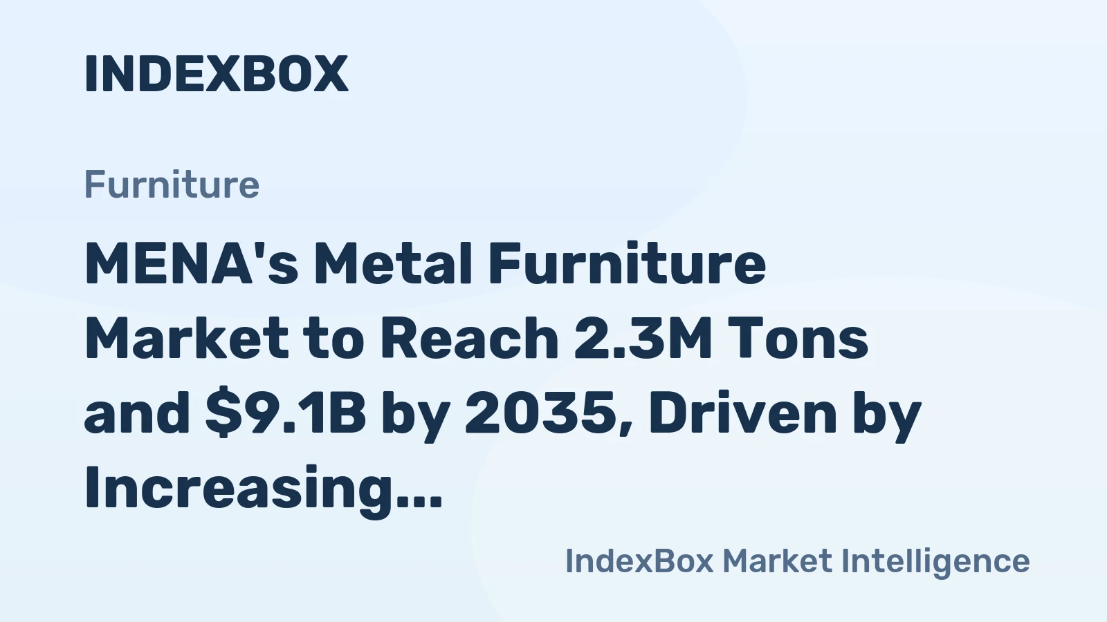 MENA's Metal Furniture Market to Reach 2.3M Tons and $9.1B by 2035, Driven by Increasing Demand