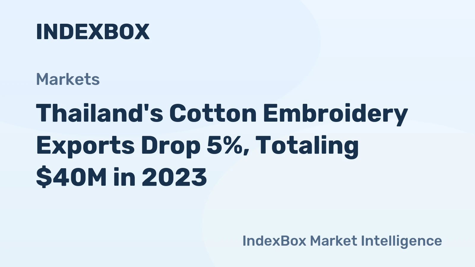 Thailand's Cotton Embroidery Exports Drop 5%, Totaling $40M in 2023